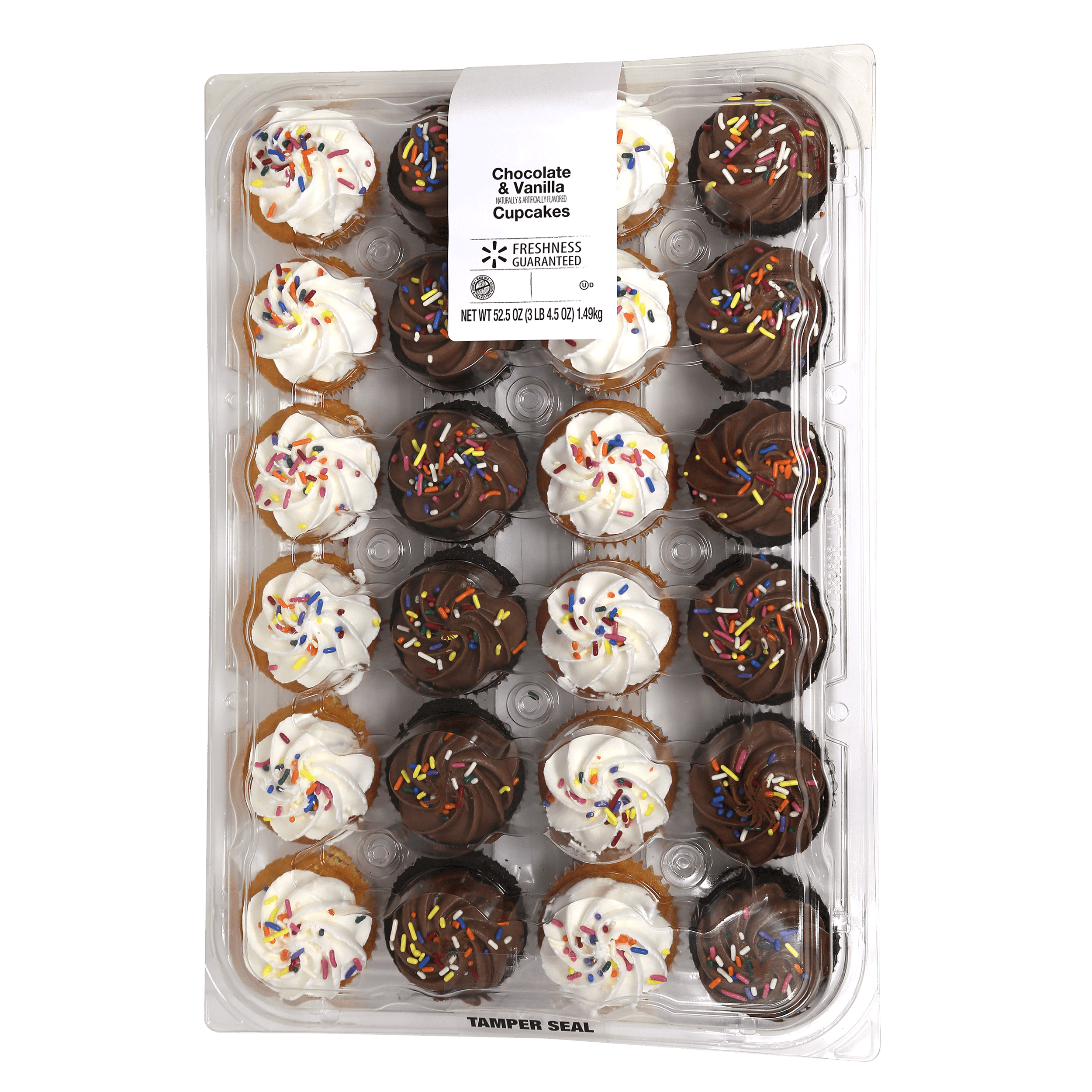 Freshness Guaranteed Chocolate and Vanilla Cupcakes, 52.5 oz, 24 Count, With Sprinkles ...