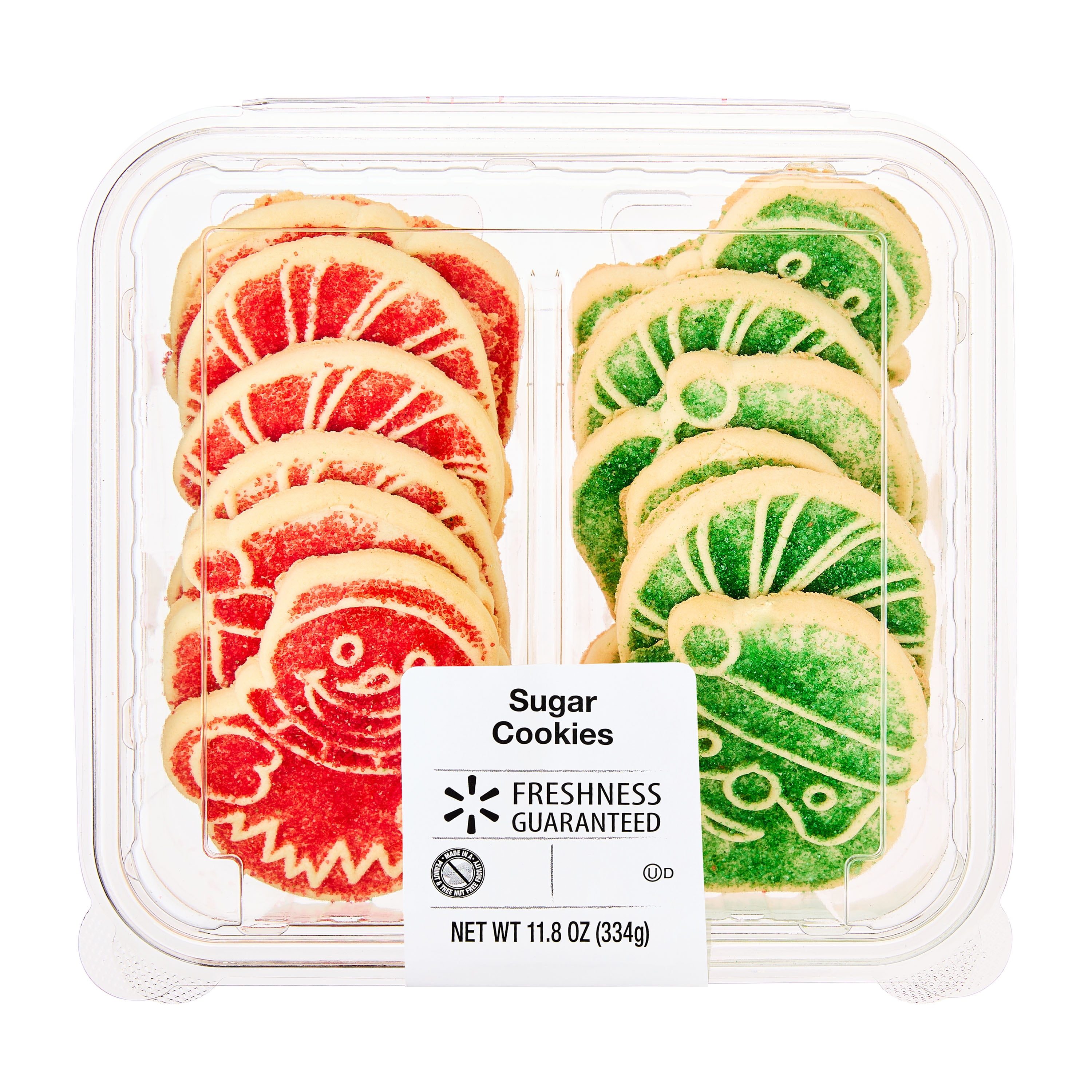 Freshness Guaranteed Baked Snowman, Candy Cane, and Santa Sugar Cookies ...