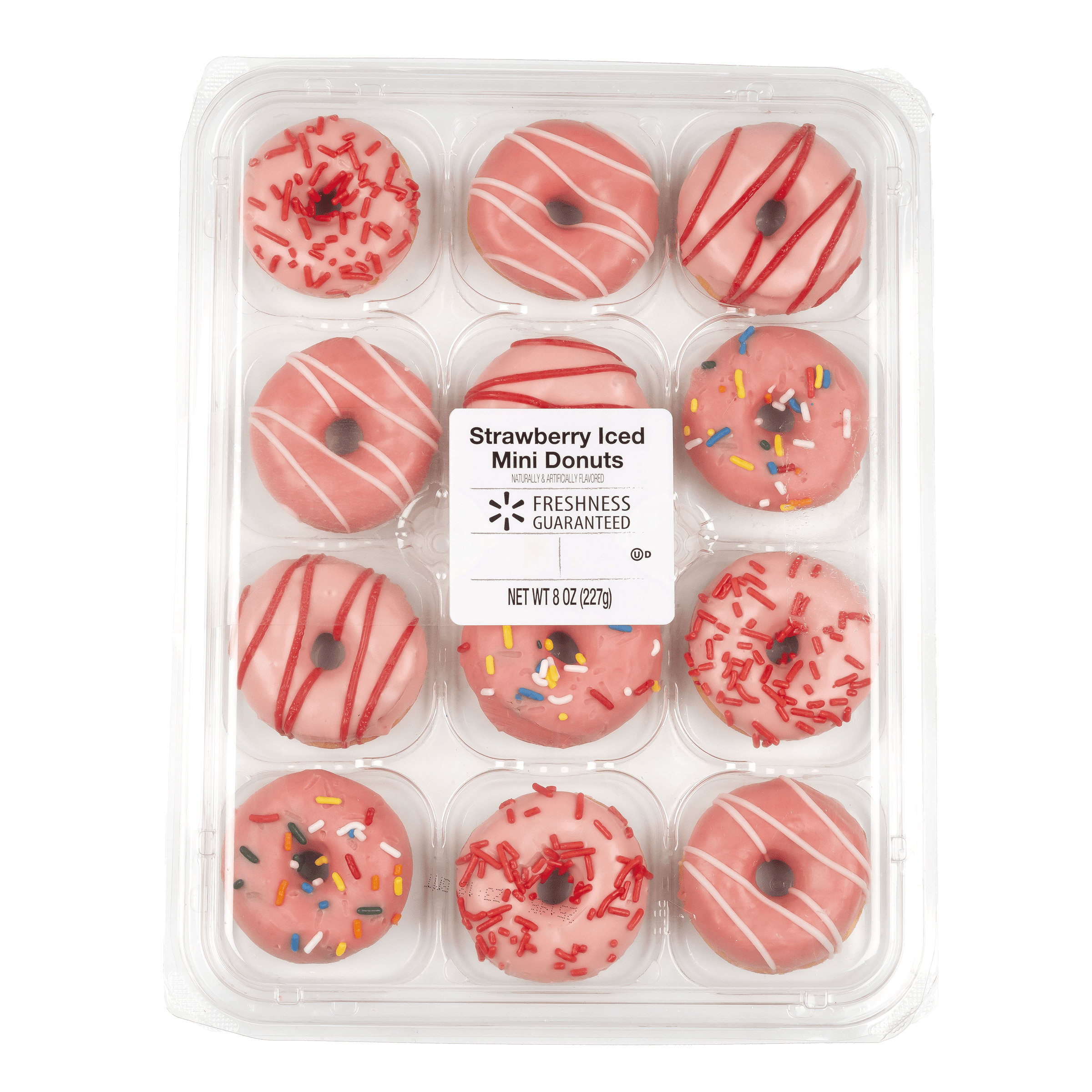 Freshness Guaranteed Iced Strawberry Mini Donuts 8 oz 12 Count Soft ...