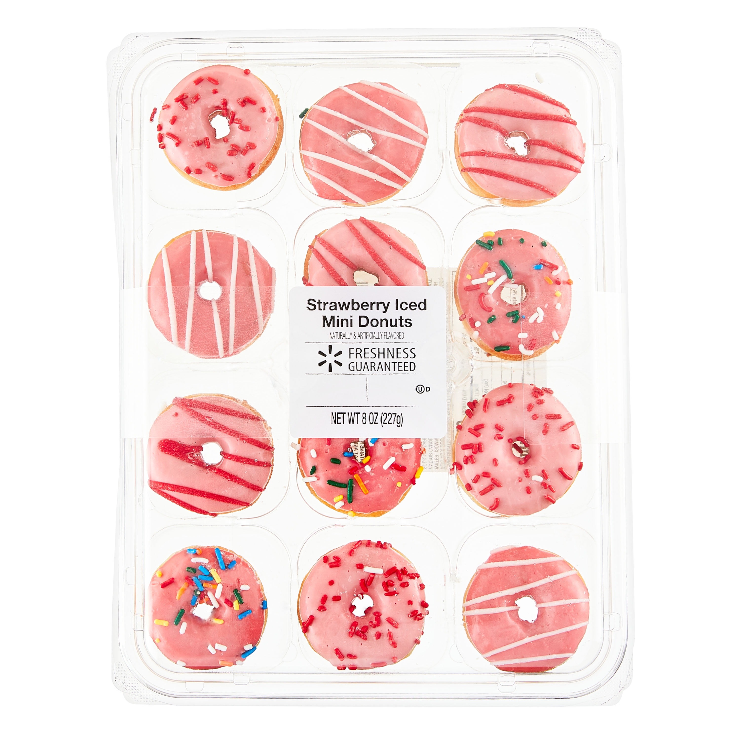 Freshness Guaranteed Iced Strawberry Mini Donuts, 8 oz, 12 Count ...