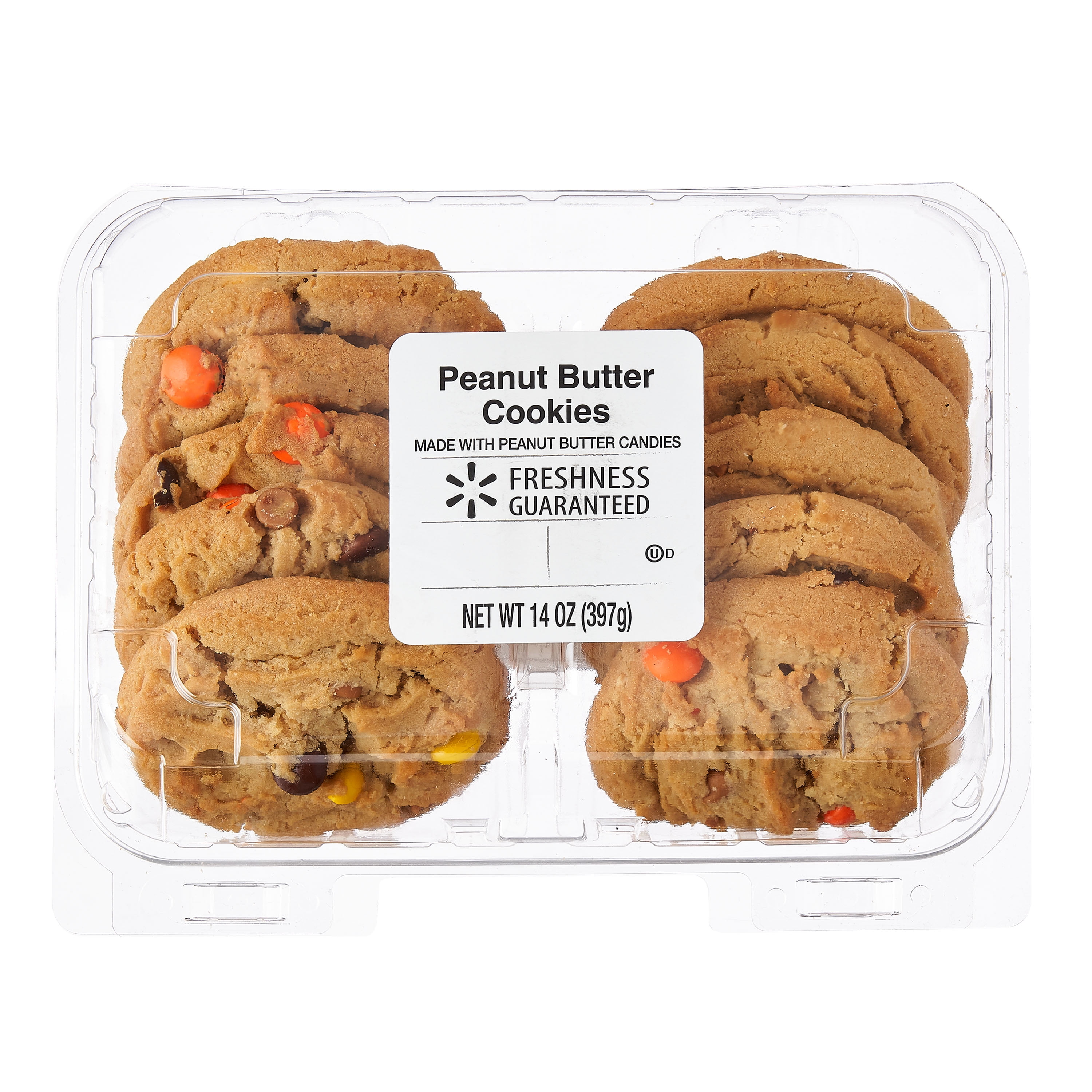 Freshness Guaranteed Baked Fresh Peanut Butter Cookies, 14 oz, 10 Count Dessert - Walmart ...