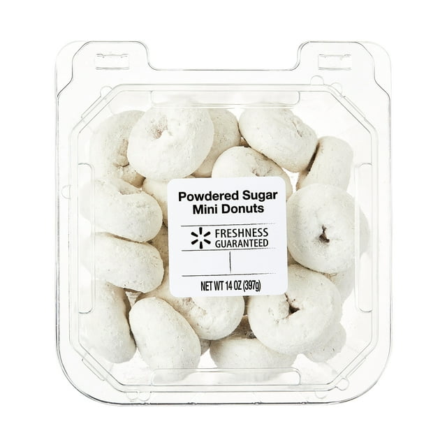 Freshness Guaranteed Powdered Sugar Mini Donuts, 14oz Clamshell, Shelf ...