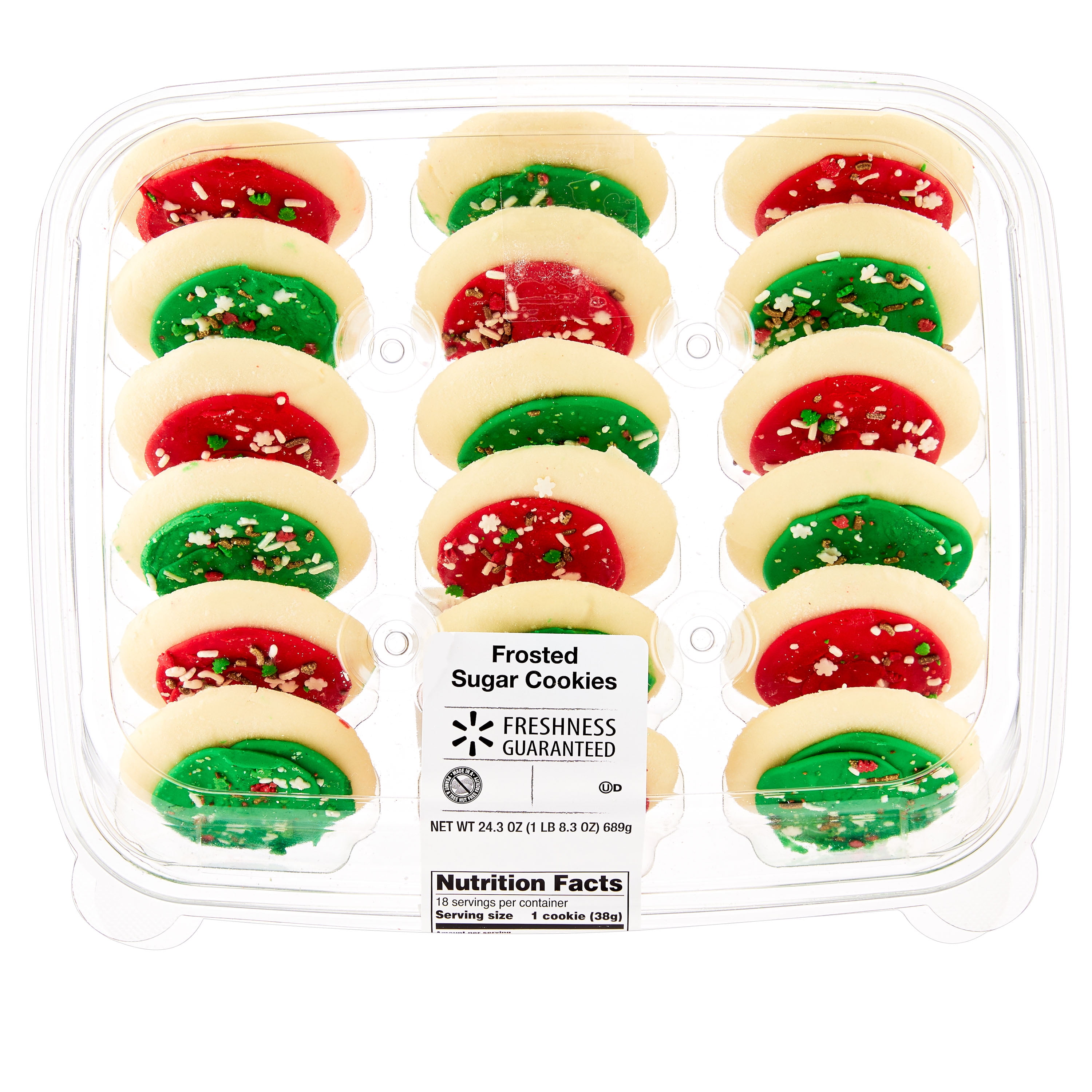 Freshness Guaranteed Red and Green Frosted Sugar Cookies, Baked, 24.3 ...