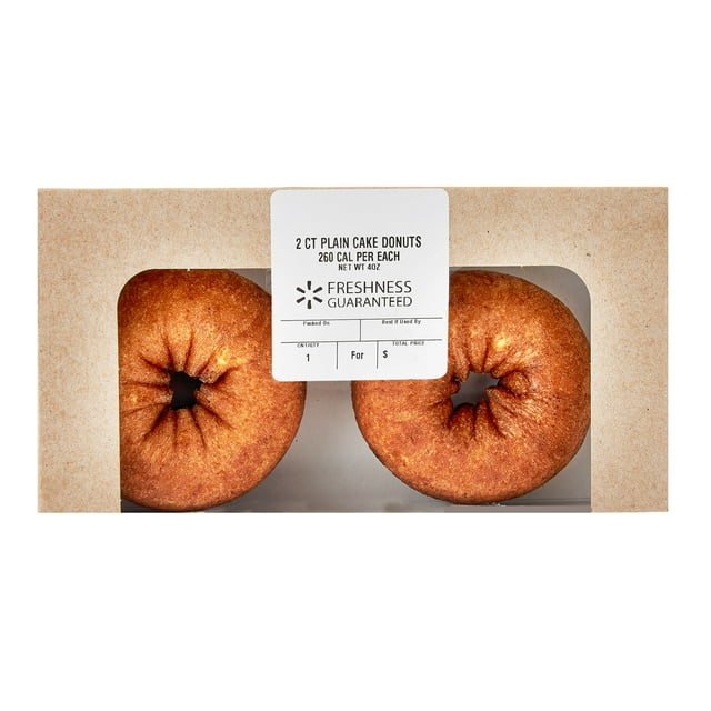 Freshness Guaranteed Regular Plain Cake Donuts, 4 oz, 2 Count - Walmart ...