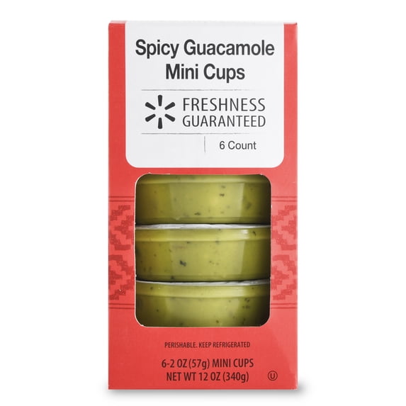 Freshness Guaranteed Spicy Guacamole Mini Cups 2 oz, 6 count with Hass ...
