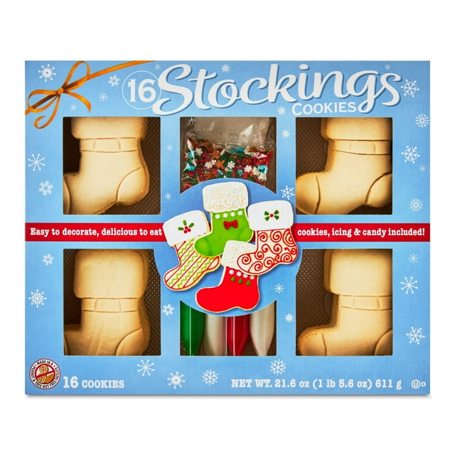 Freshness Guaranteed Pre-Made Holiday Sugar Cookies, Vanilla Stocking ...