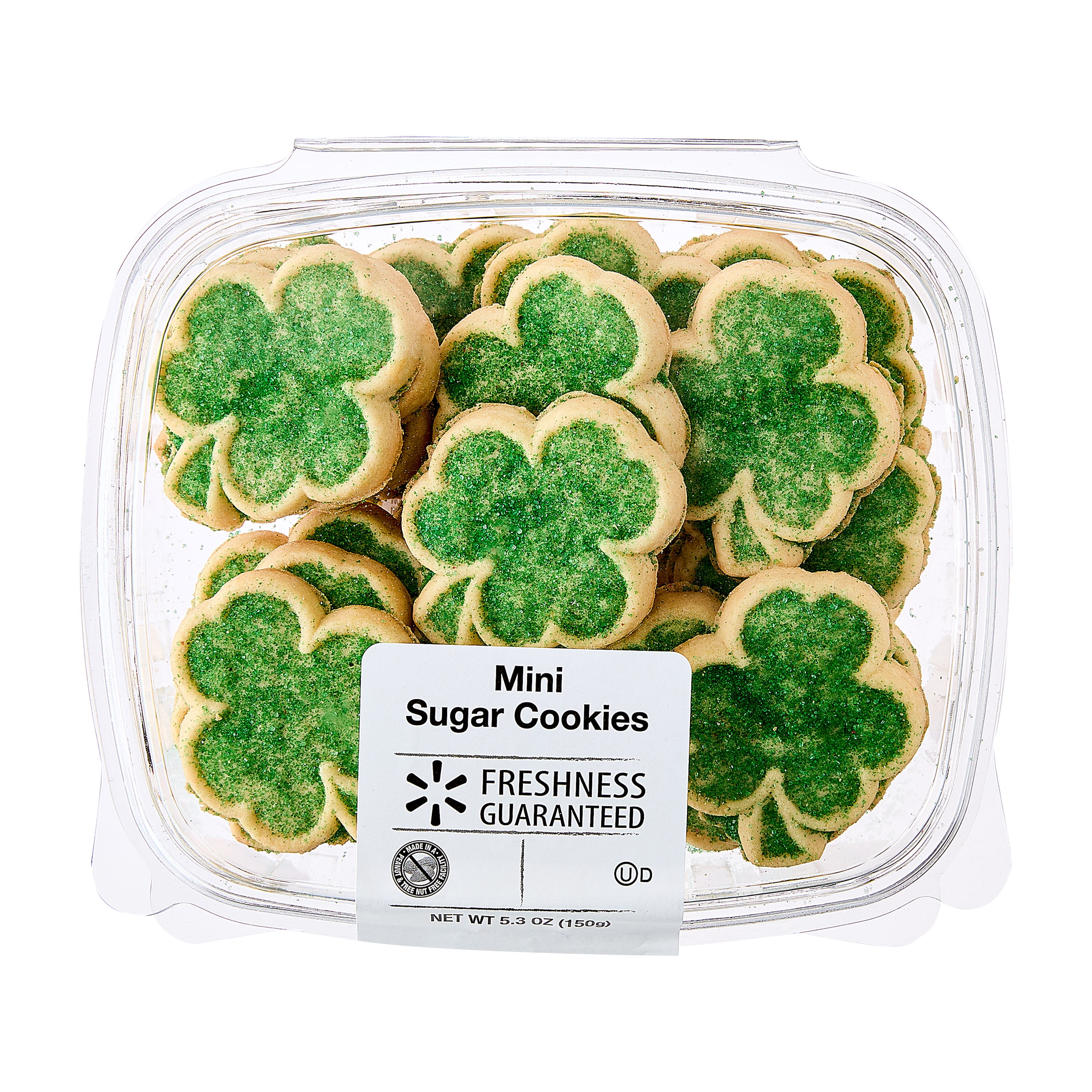 Freshness Guaranteed Tub Sugar Cookies, Mini Shamrock Shaped with Green ...