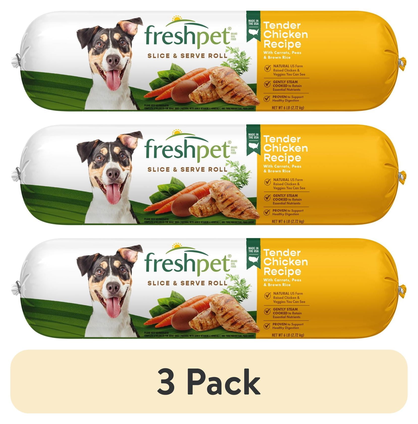 (3 pack) Freshpet Fresh Dog Food, Slice & Serve Roll, Tender Chicken ...