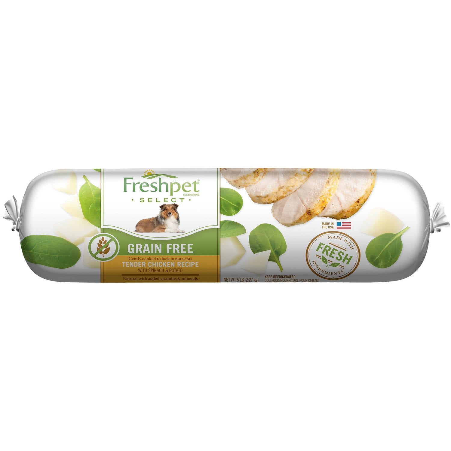 Freshpet Select Grain Free Tender Chicken Recipe with Spinach and ...