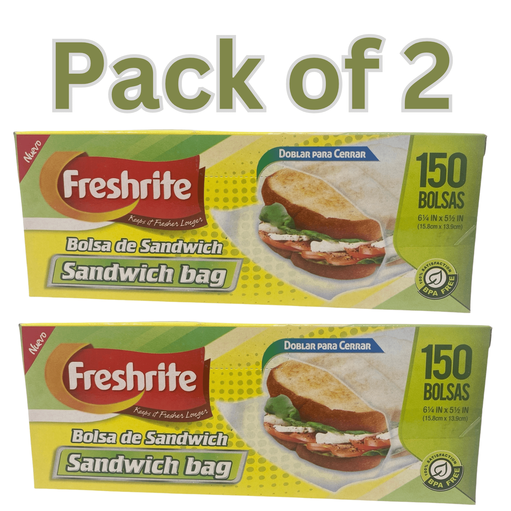 Freshrite Sandwich Bags, BPA-Free, Fold-Top, 6 1/4 x 5 1/2 inches, 150 ...