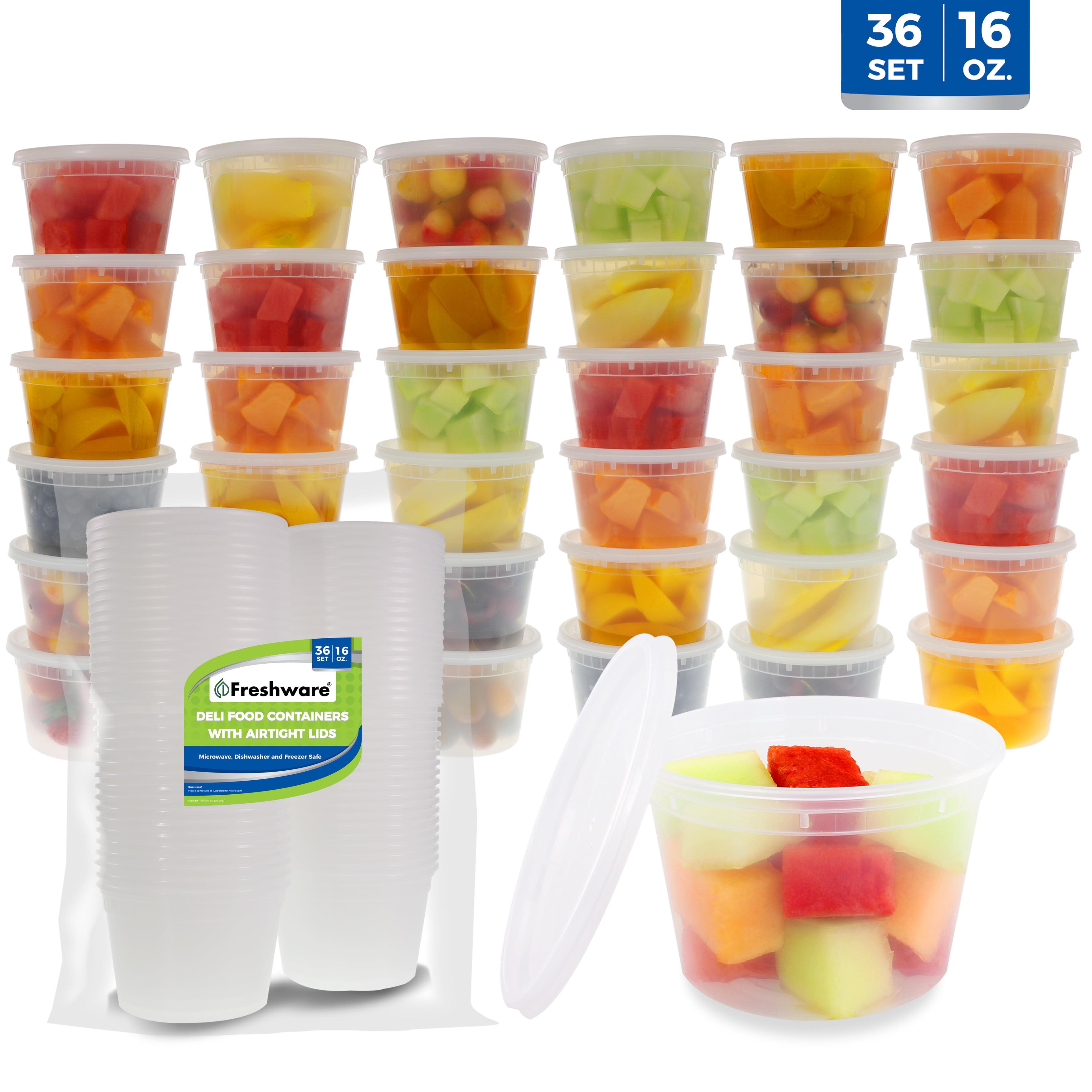 Freshware, Food Storage Containers, 16 oz, 36-Set Leakproof BPA Free ...