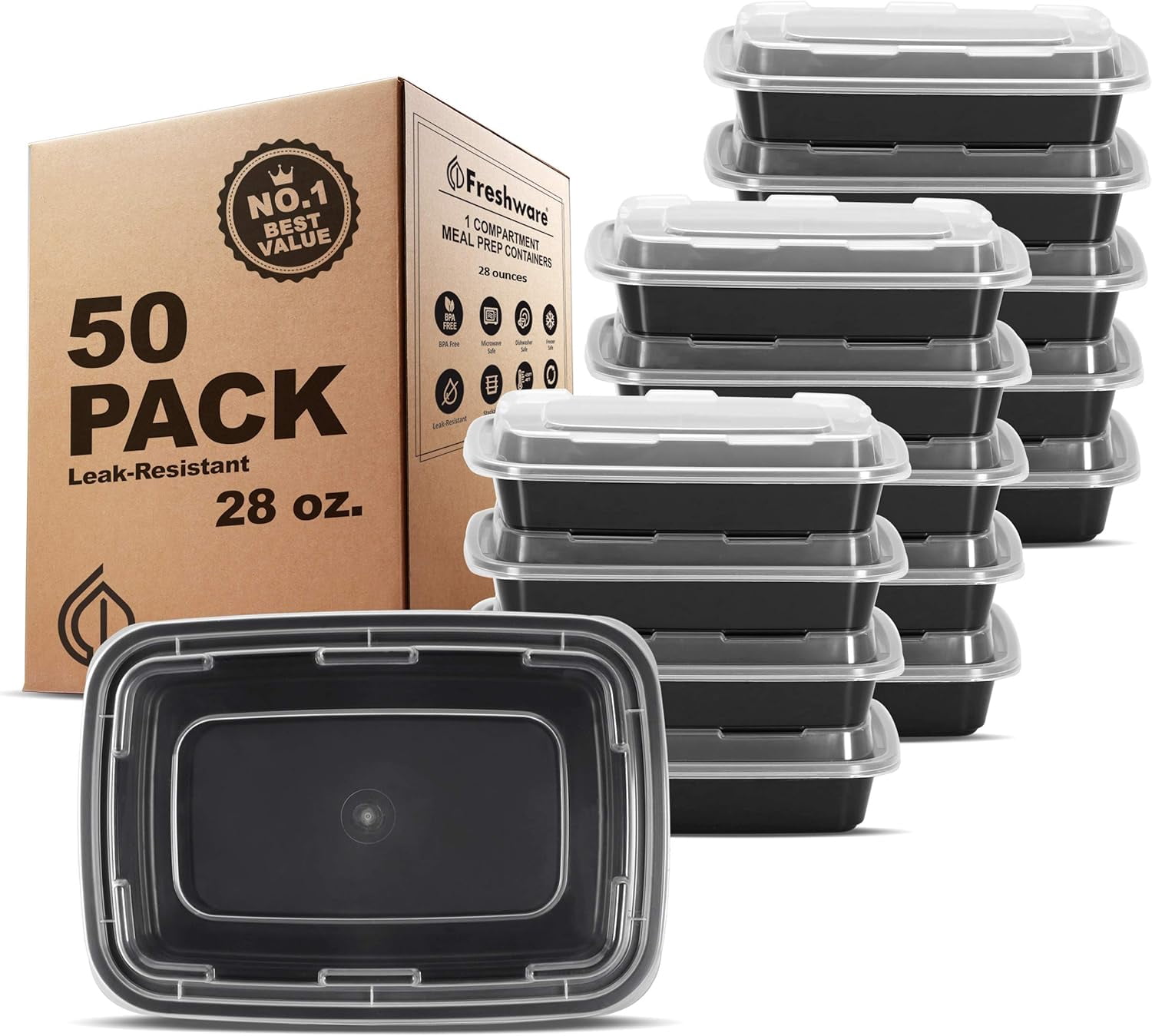 Freshware Meal Prep Containers 1 Compartment Food Storage Containers ...