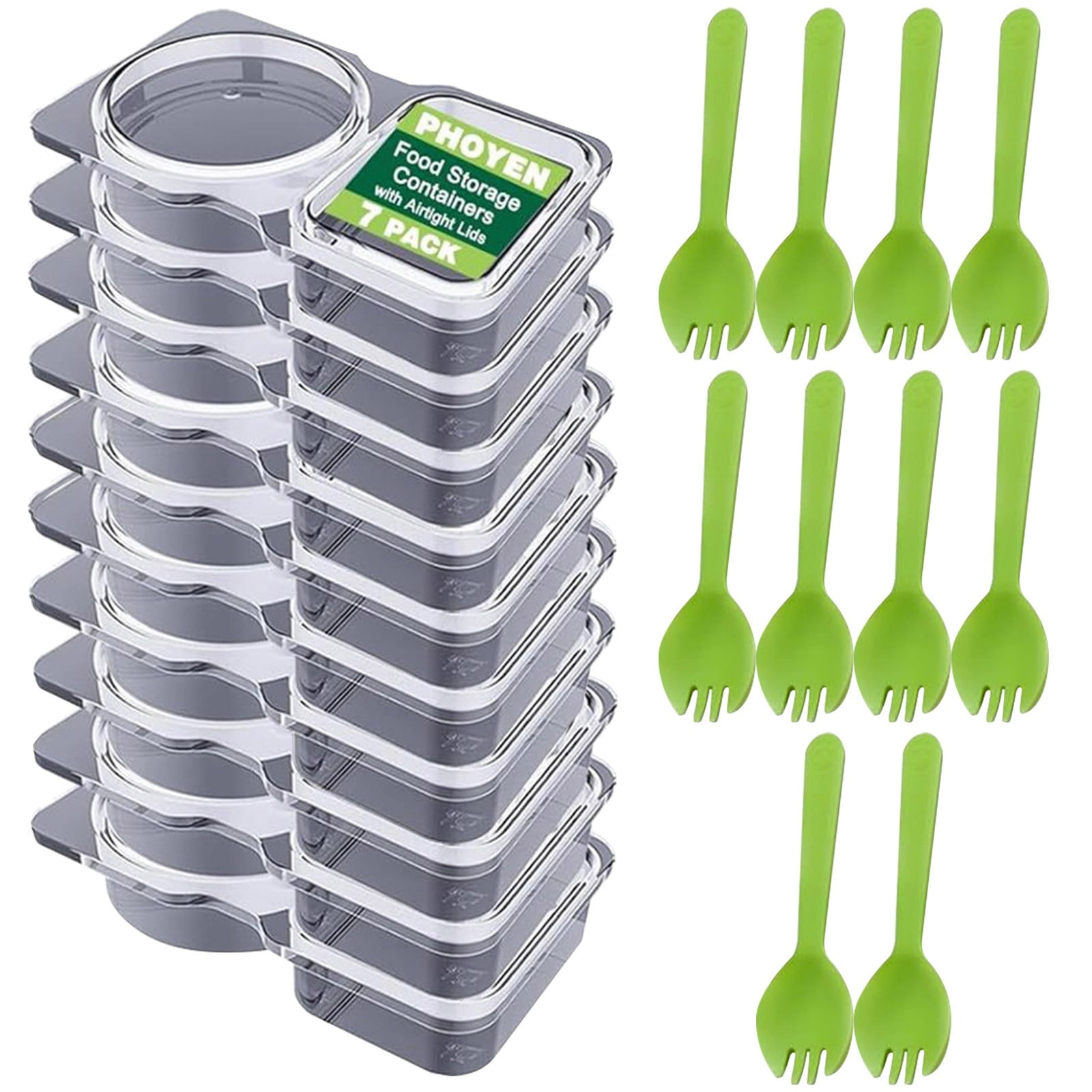 Freshware Plastic Portion Cups With Lids [2 Ounce,10 Cups, 10 Forks ...