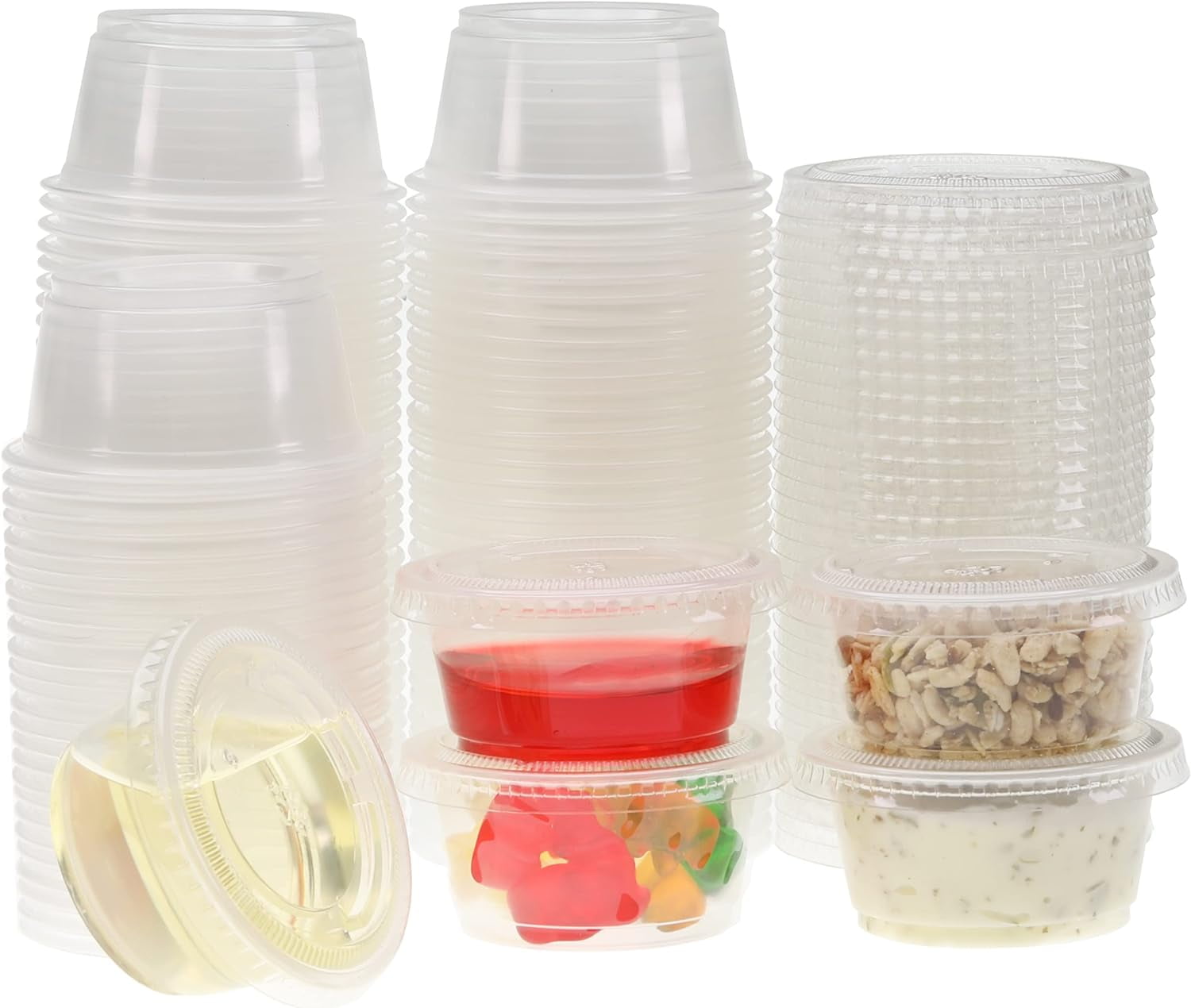 Freshware Plastic Portion Cups with Lids [2 Ounce, 200 Sets] Souffle ...