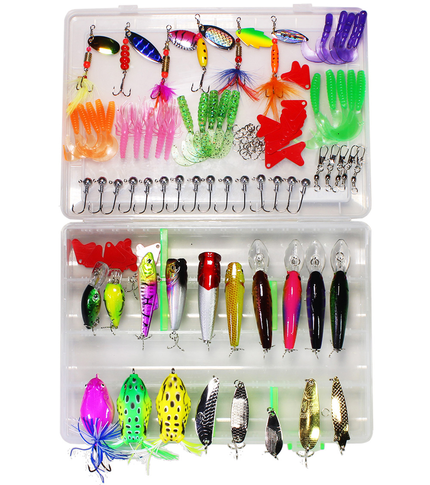Freshwater Bait Tackle Bass Trout Salmon Spoon Worms For 129x Fishing ...