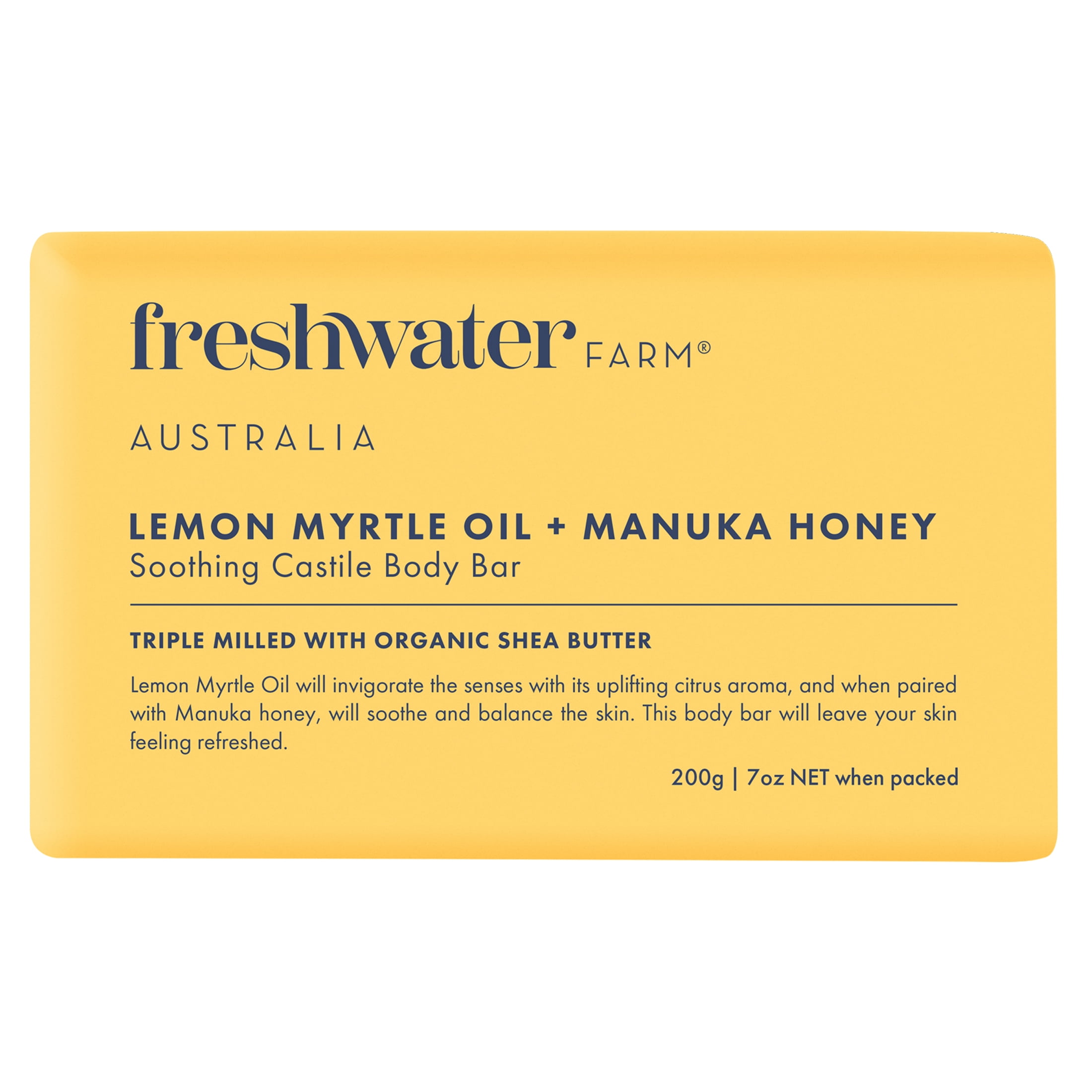 Freshwater Farm Lemon Myrtle + Manuka Honey Soothing Castile Body Bar ...