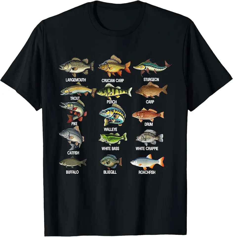 Freshwater Fish Species Identification Chart for Men Fisherman Short ...