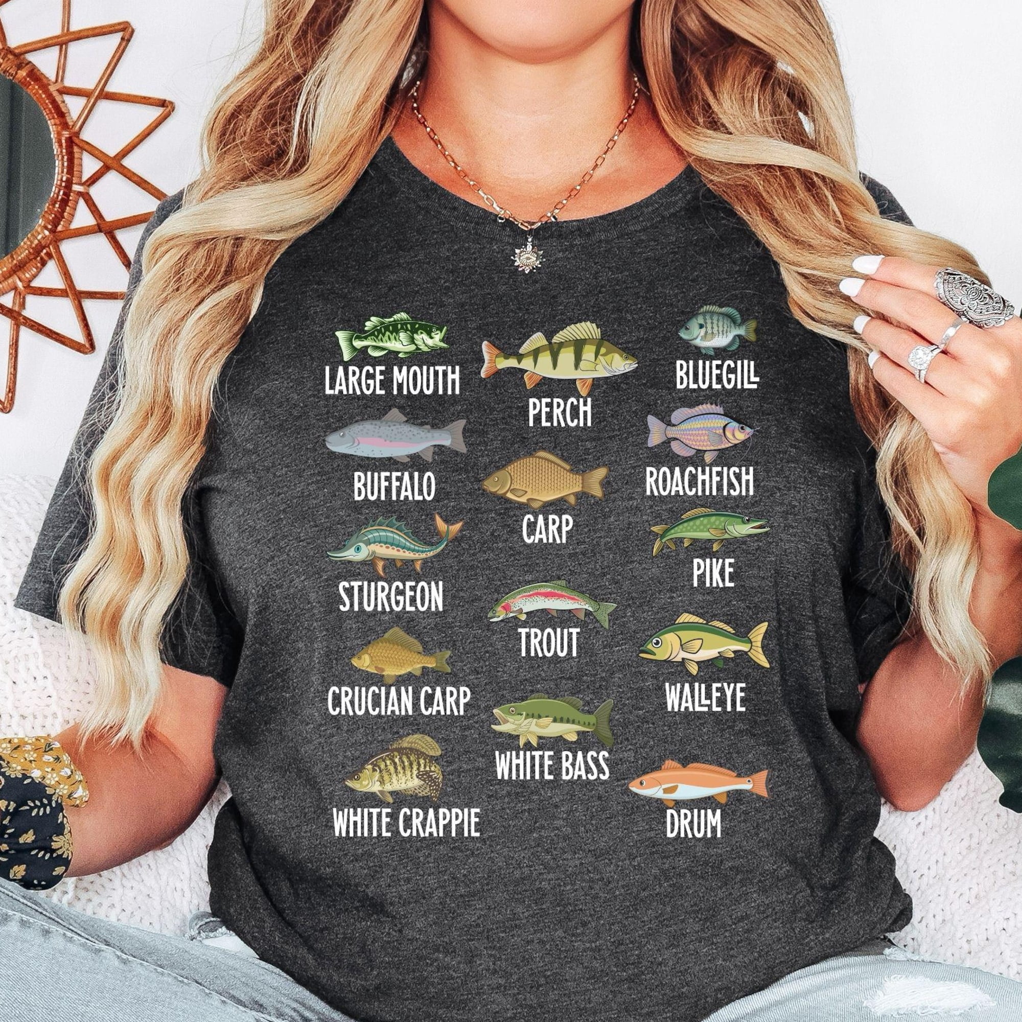 Freshwater Fish Species Shirt Fishing Identification Tee Bass Trout ...