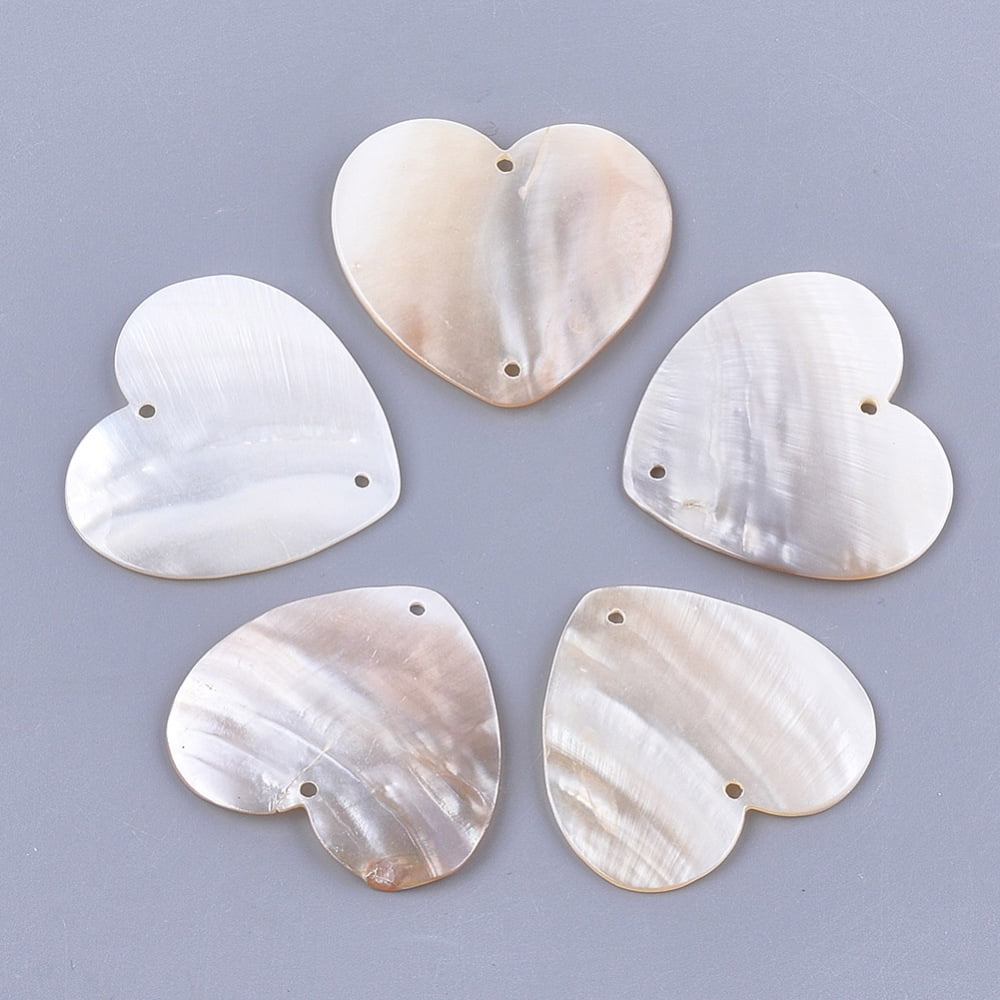 Freshwater Shell Links connectors Heart Creamy White 42x45x2~3mm Hole ...