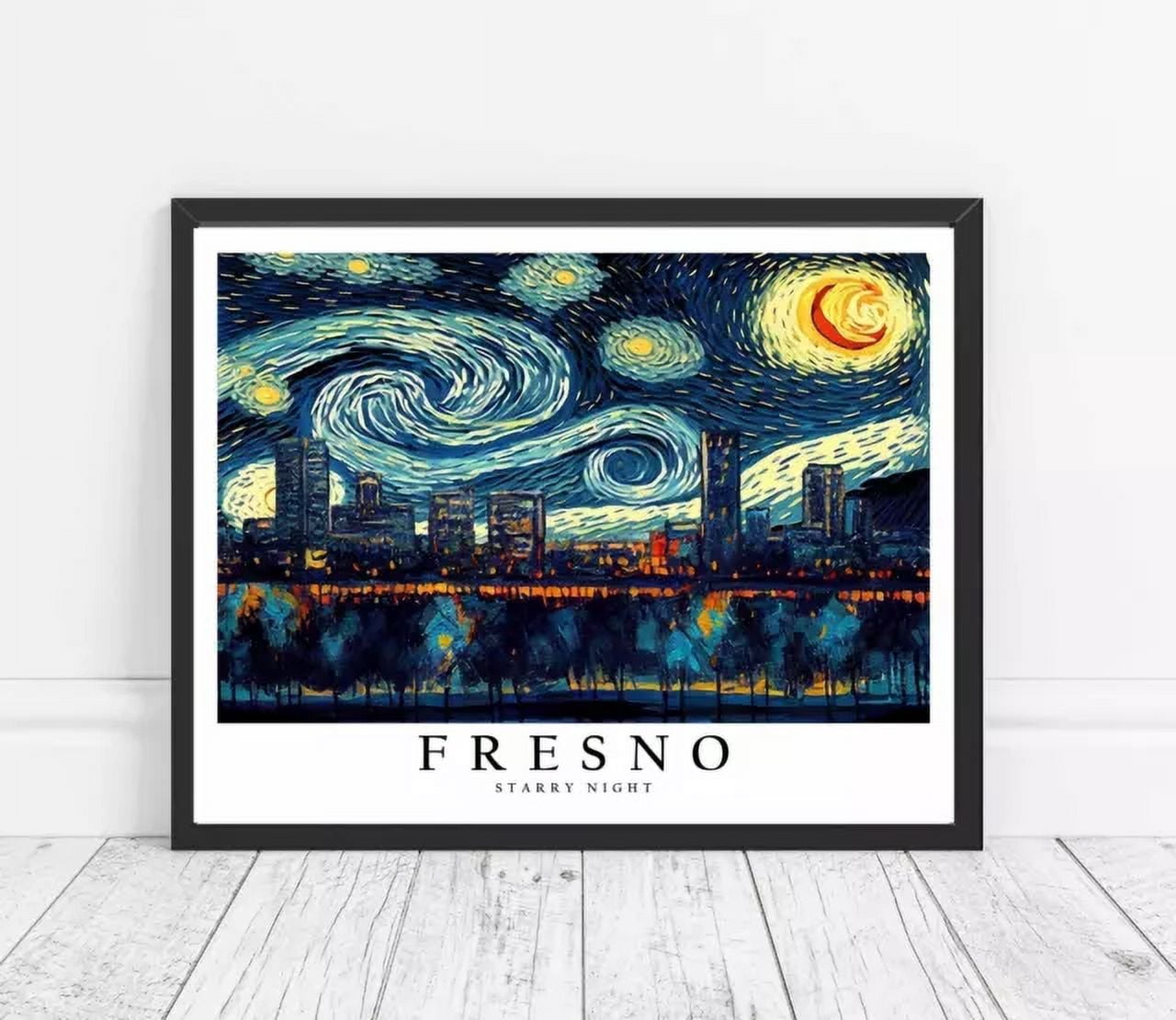 Fresno City Starry Night Photo Art Print Poster Wall Art Painting NO ...