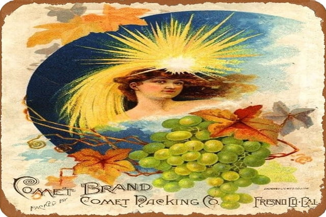Fresno Comet Raisin Grape Wine Fruit Crate Label Art Print Wall Art Tin ...