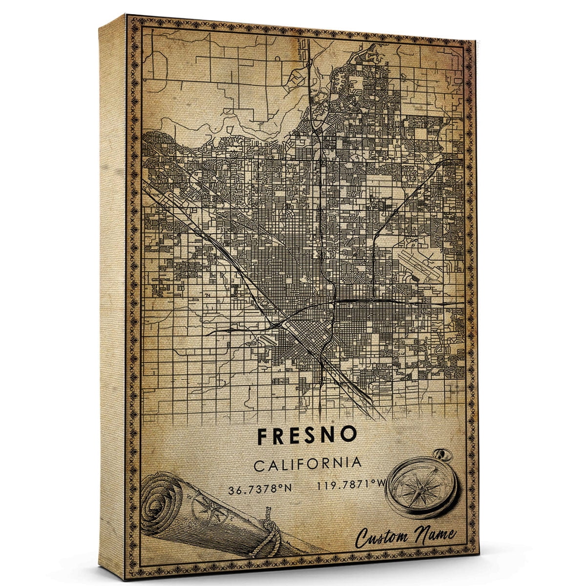 Fresno Map Poster, California Map Art Poster, Canvas, Fresno Map City ...