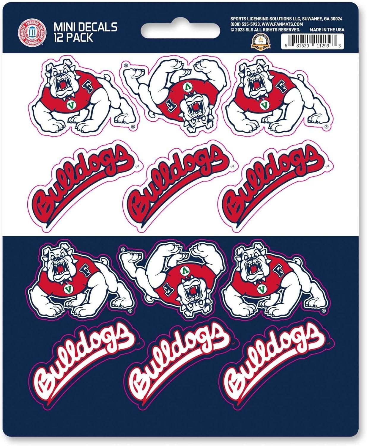 Fresno State Bulldogs 12-Piece Mini Decal Sticker Set, 5x6 Inch Sheet ...