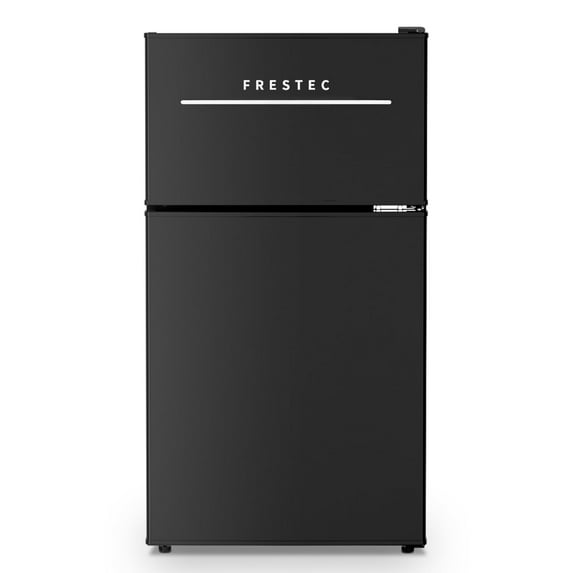 Frestec 3.2 cu. Ft. Double Door mini fridge Compact Refrigerator, Black ...