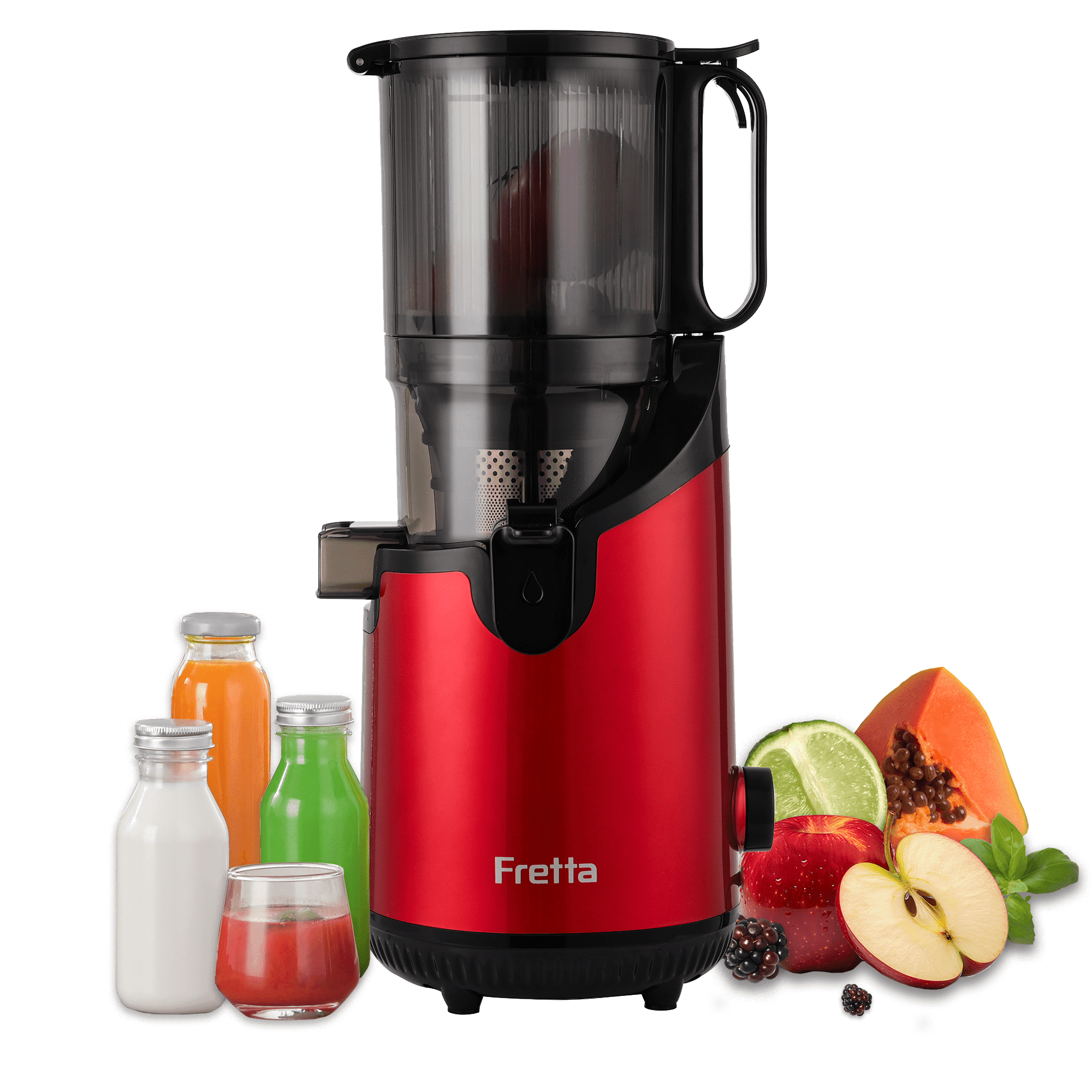 Fretta Cold Press Juicer with 5.3" Extra Large Feed Chute, 250W Slow ...