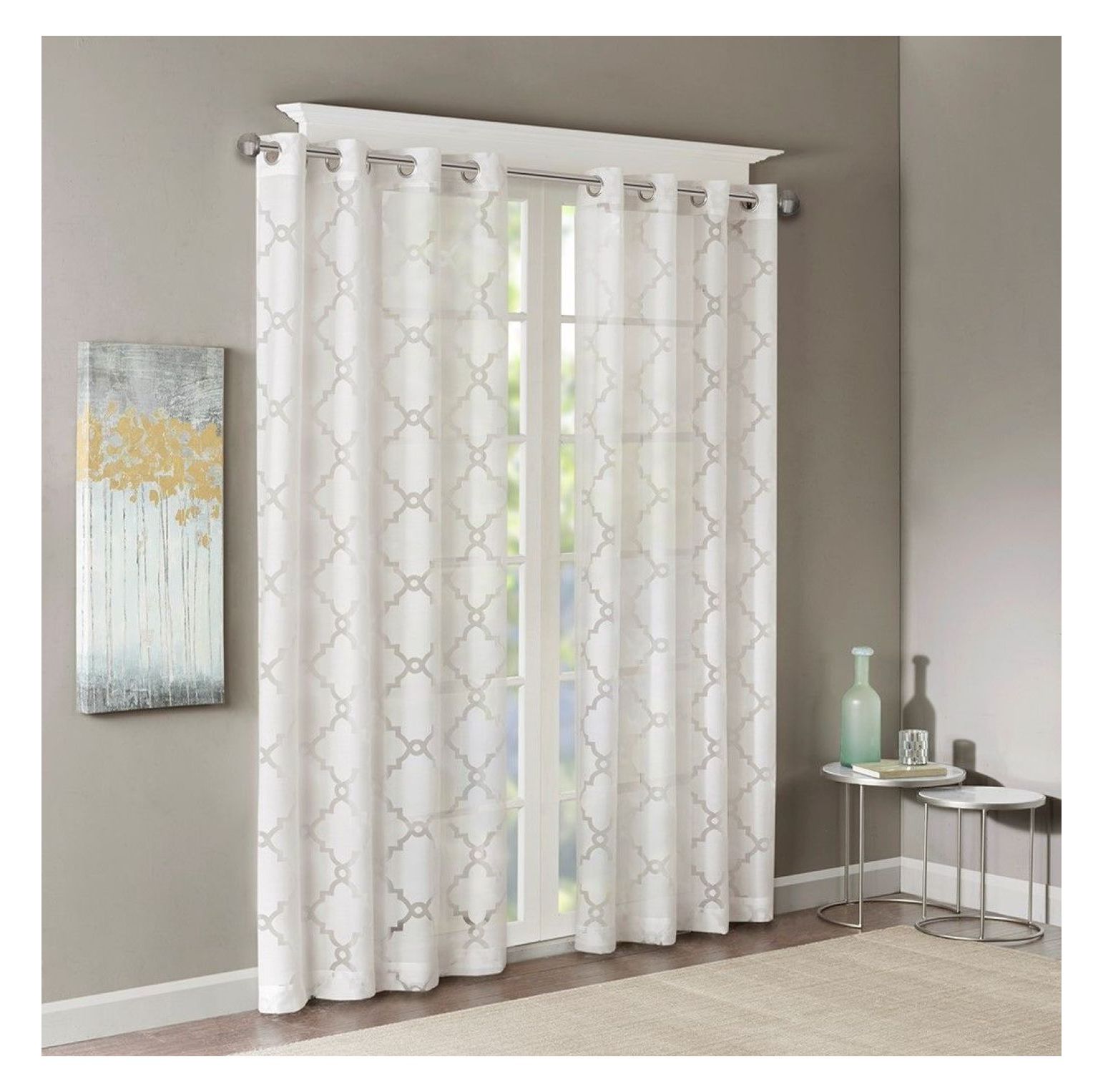 Fretwork Burnout Sheer Curtain Panel(Only 1 Pc Panel) as Pic - Walmart.com
