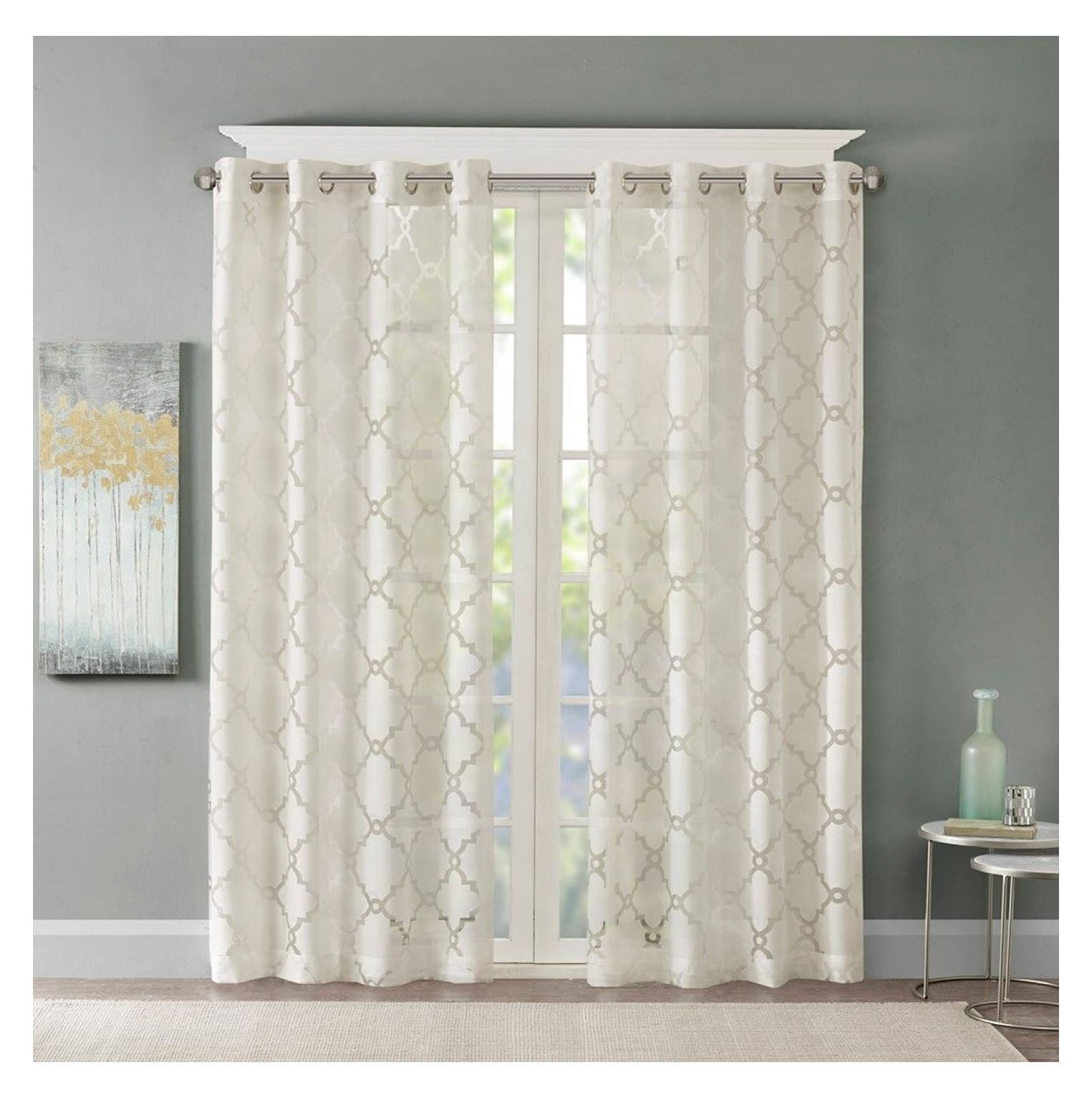 Fretwork Burnout Sheer Curtain Panel(Only 1 Pc Panel) as Pic - Walmart.com