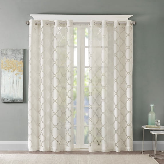 Fretwork Burnout Sheer Curtain Panel - Walmart.com