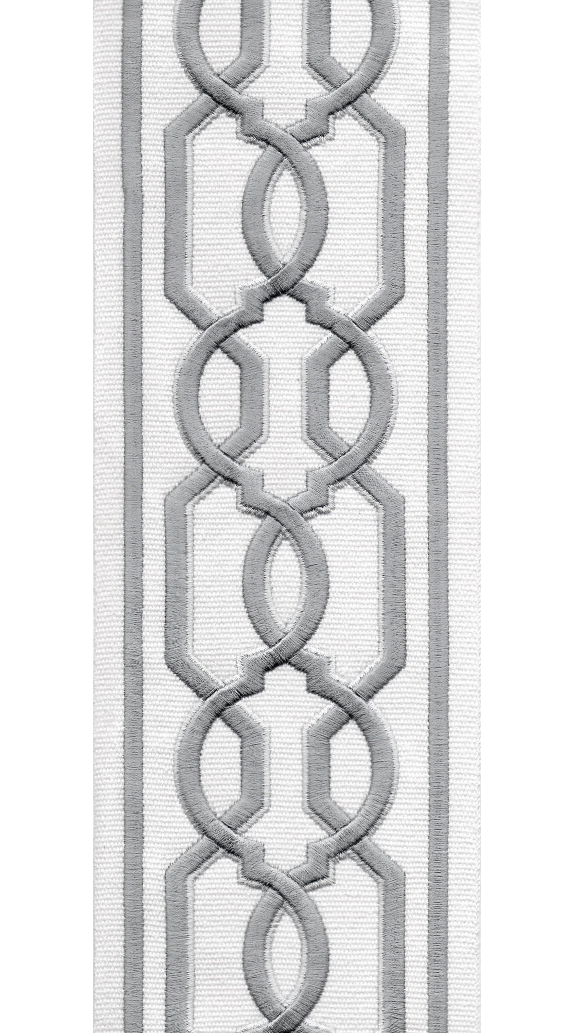 Fretwork Geometric Cotton Canvas Trim - Ivory Silver Interlocking ...