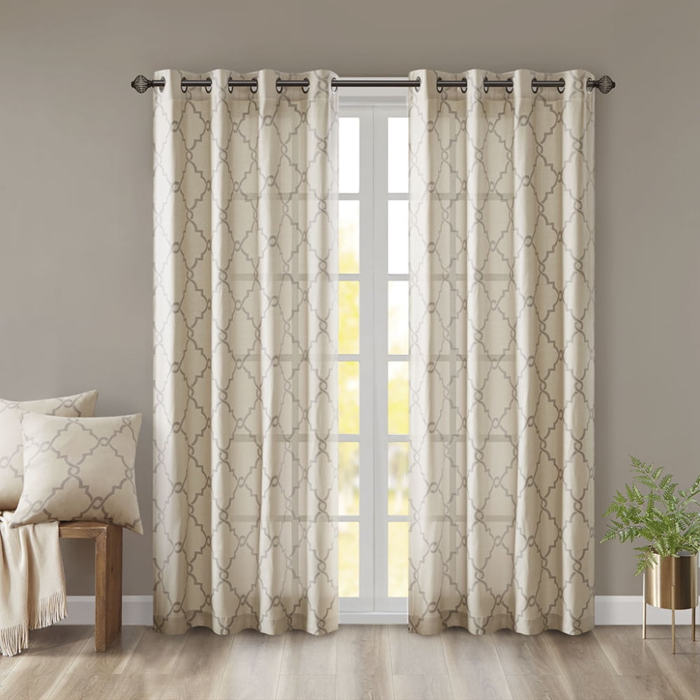 Fretwork Print Blackout Window Curtain, Grommet Top Window Curtain ...
