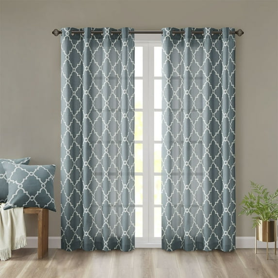 Fretwork Print Grommet Top Window Curtain Panel(Only 1 Pc Panel) On ...