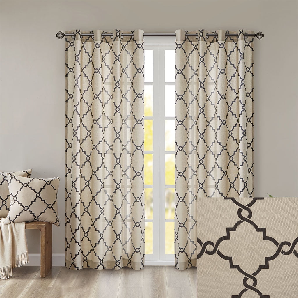 Fretwork Print Grommet Top Window Curtain Panel,Single Window Curtain ...