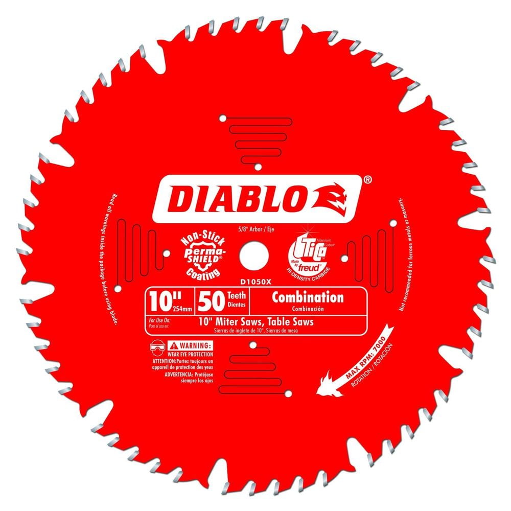 Diablo Genuine 10in x 50 Tooth Combination Saw Blade # D1050X - Walmart.com