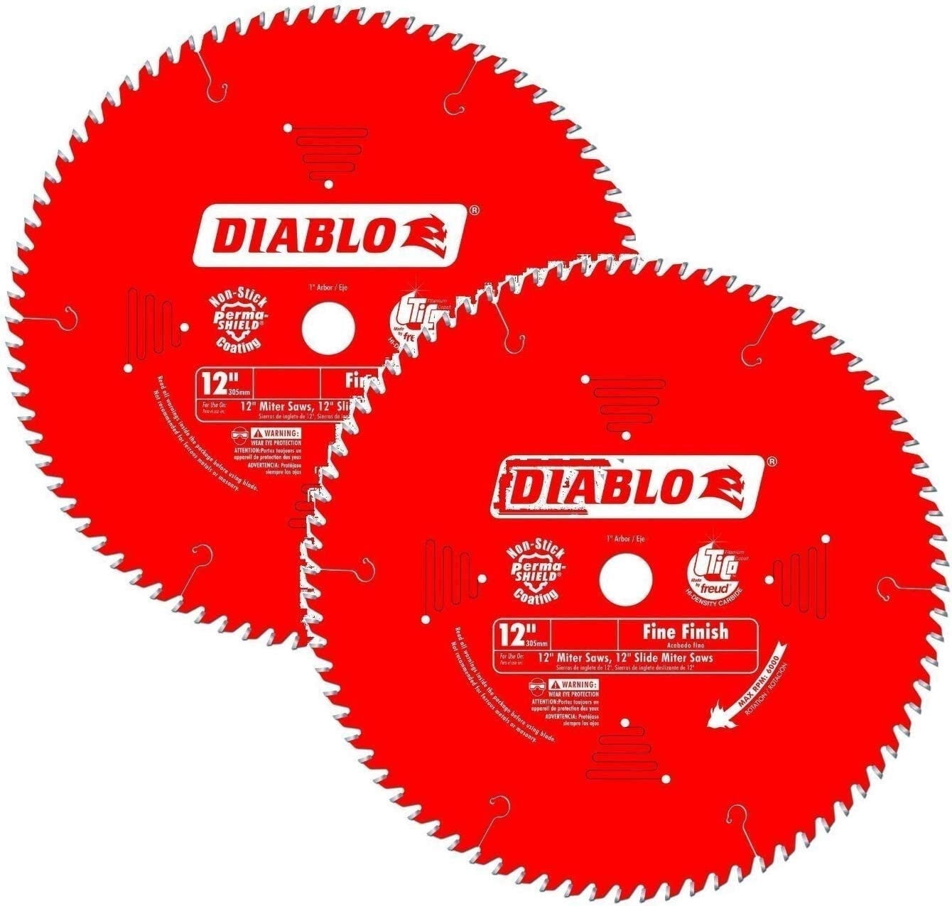 Freud Diablo D12100X 12 in. x 100 Tooth Polished Finish Saw Blade 2 Pk ...