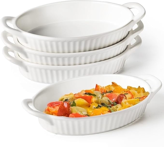 Frewinky Au Gratin Baking Dishes,9-inch Ceramic Baking Dish Set with ...