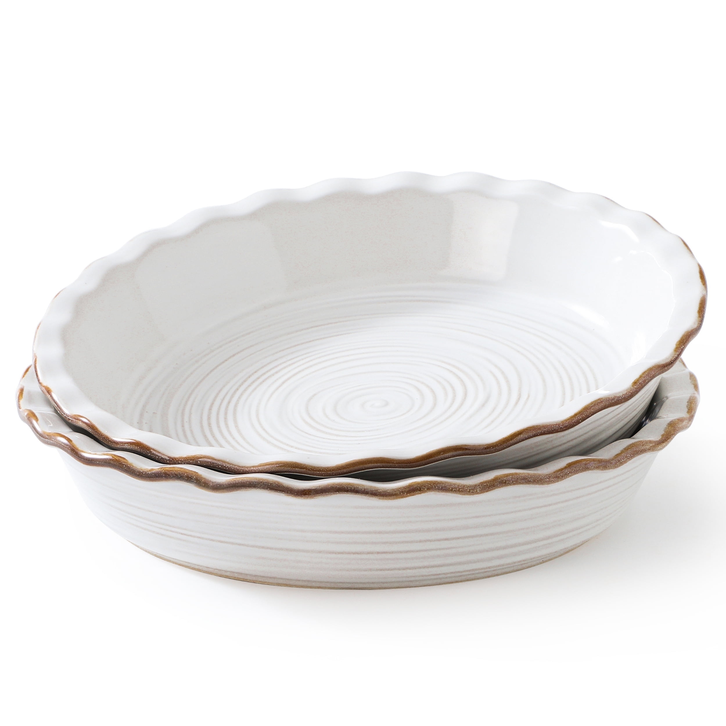 Frewinky Ceramic Pie Pan for Baking, 9 inch Pie Dish with Ruffled Edge ...