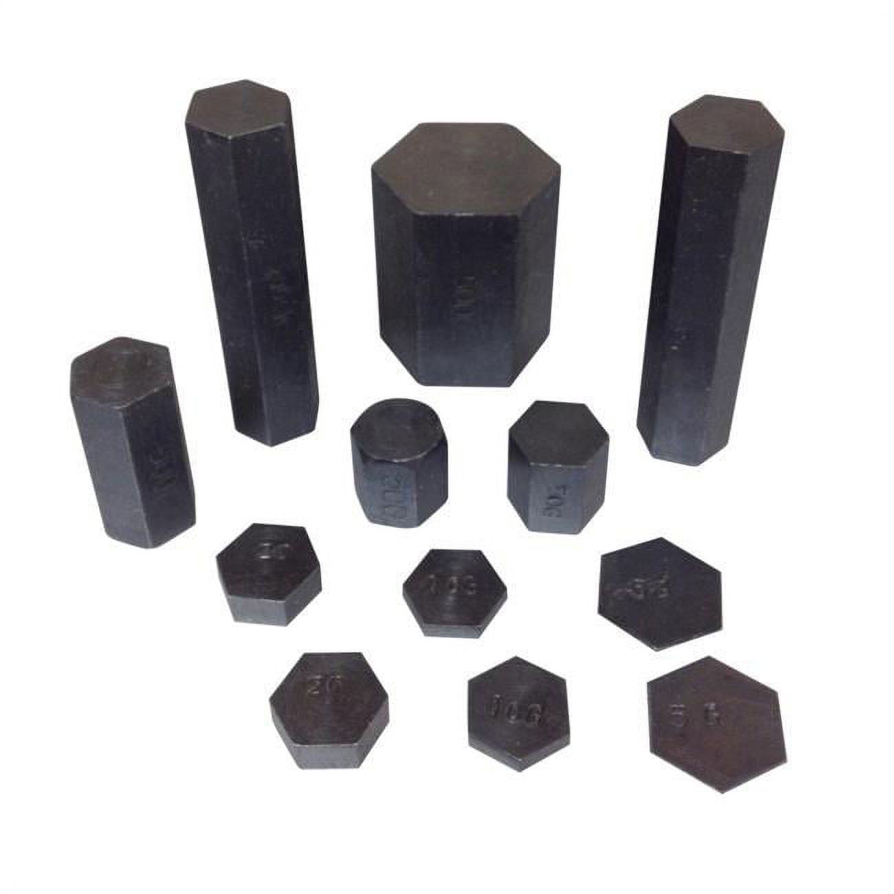 Frey Scientific Hexagonal Metric Masses, 5 to 500 Grams, Steel, Black ...