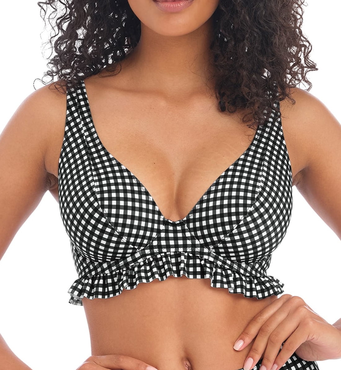 Freya Check In Underwire High Apex Bikini Top (201913),28F,Monochrome - Walmart.com