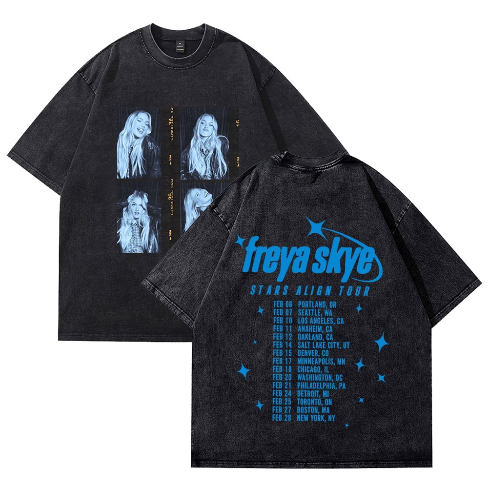 Freya Skye 2026 Stars Align Tour Date Vintage WashT-Shirt – Unisex Short Sleeve Cotton Tee ...