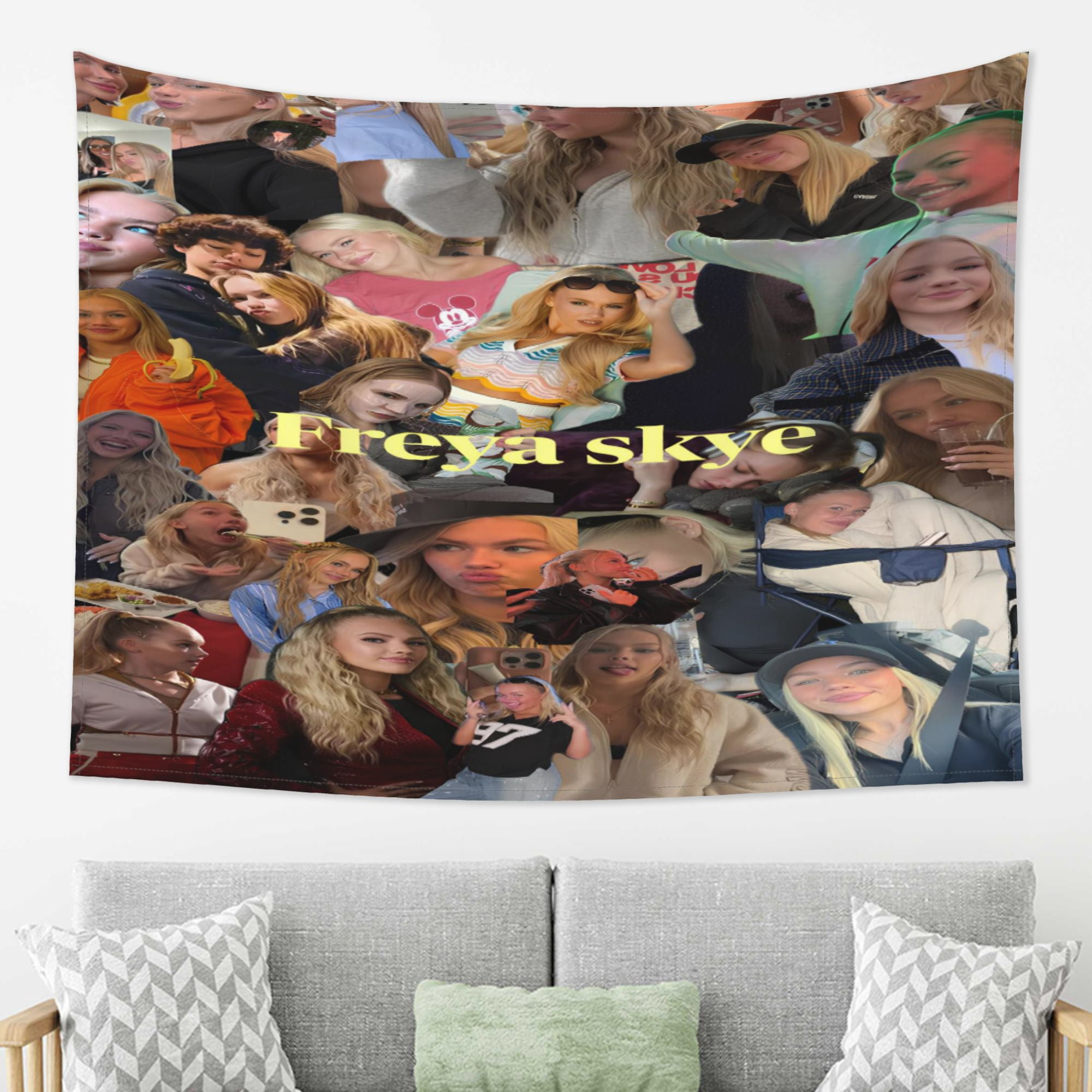 Freya Skye Aesthetic Tapestry - Vibrant wall hanging with "Freya Skye ...