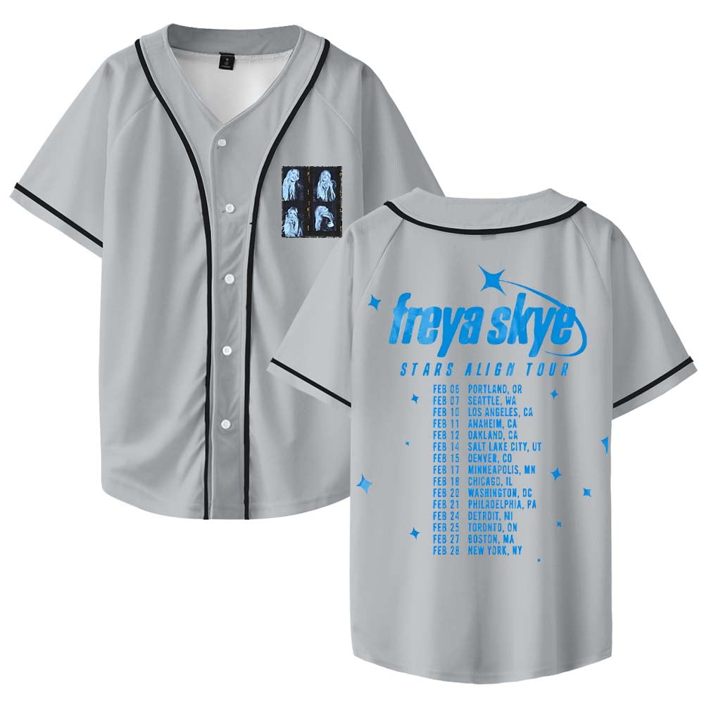 Freya Skye Stars Align Tour 2026 Baseball Jersey Shirt V-Neck Women Men Short Sleeve Streetwear ...