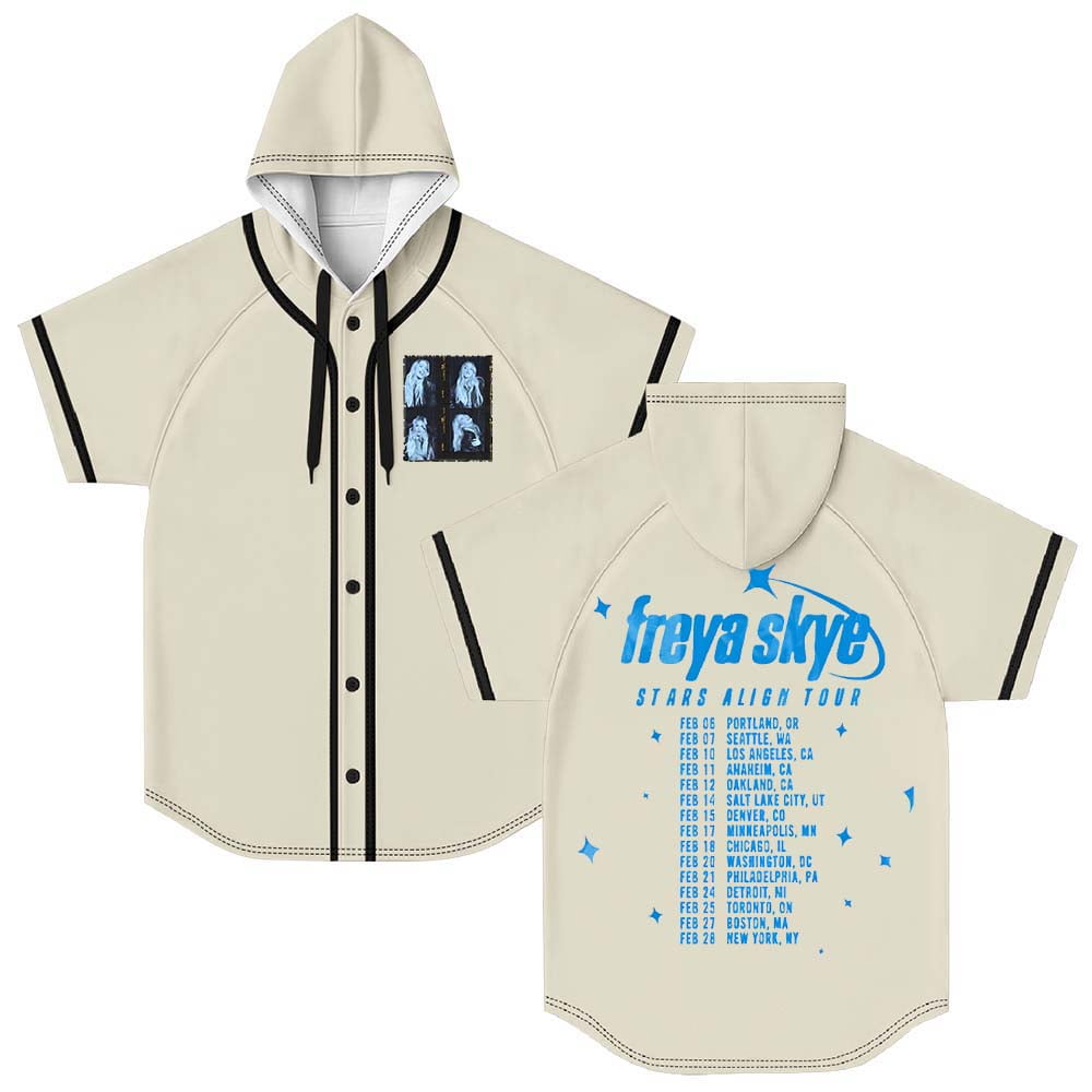 Freya Skye Stars Align Tour 2026 Hooded Baseball Jersey Short Sleeve ...