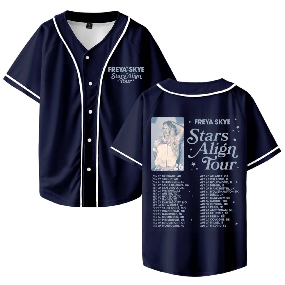Freya Skye Stars Align Tour 2026 Merch Baseball Jersey Shirt V-Neck ...