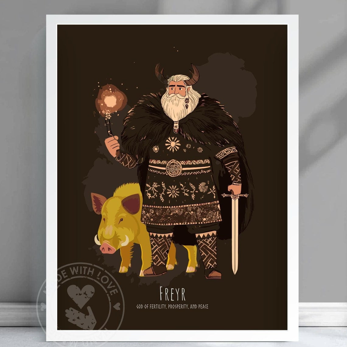 Freyr God Poster, Freyr Nordic God, Freyr Norse God, Norse Mythology ...