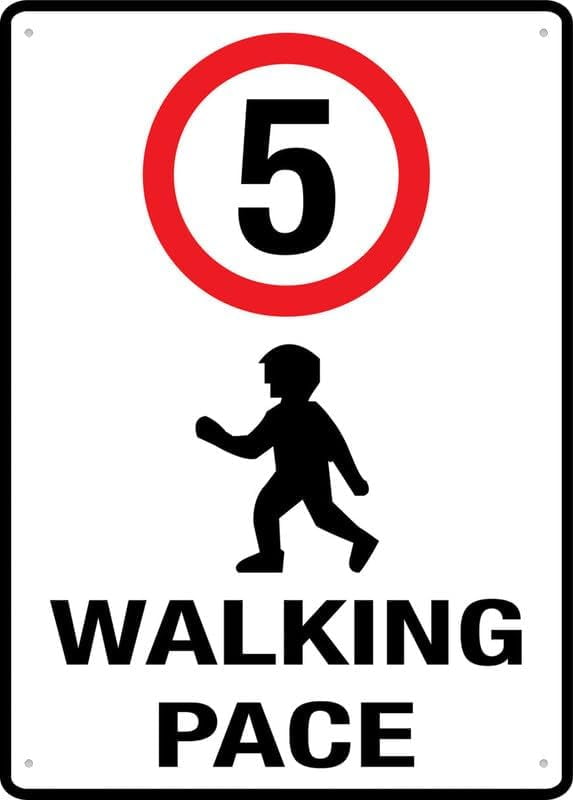 Frhx5Vzz Walking Pace 5 Kph Sign Outdoor Metal Sign - 12 X 8 Metal ...