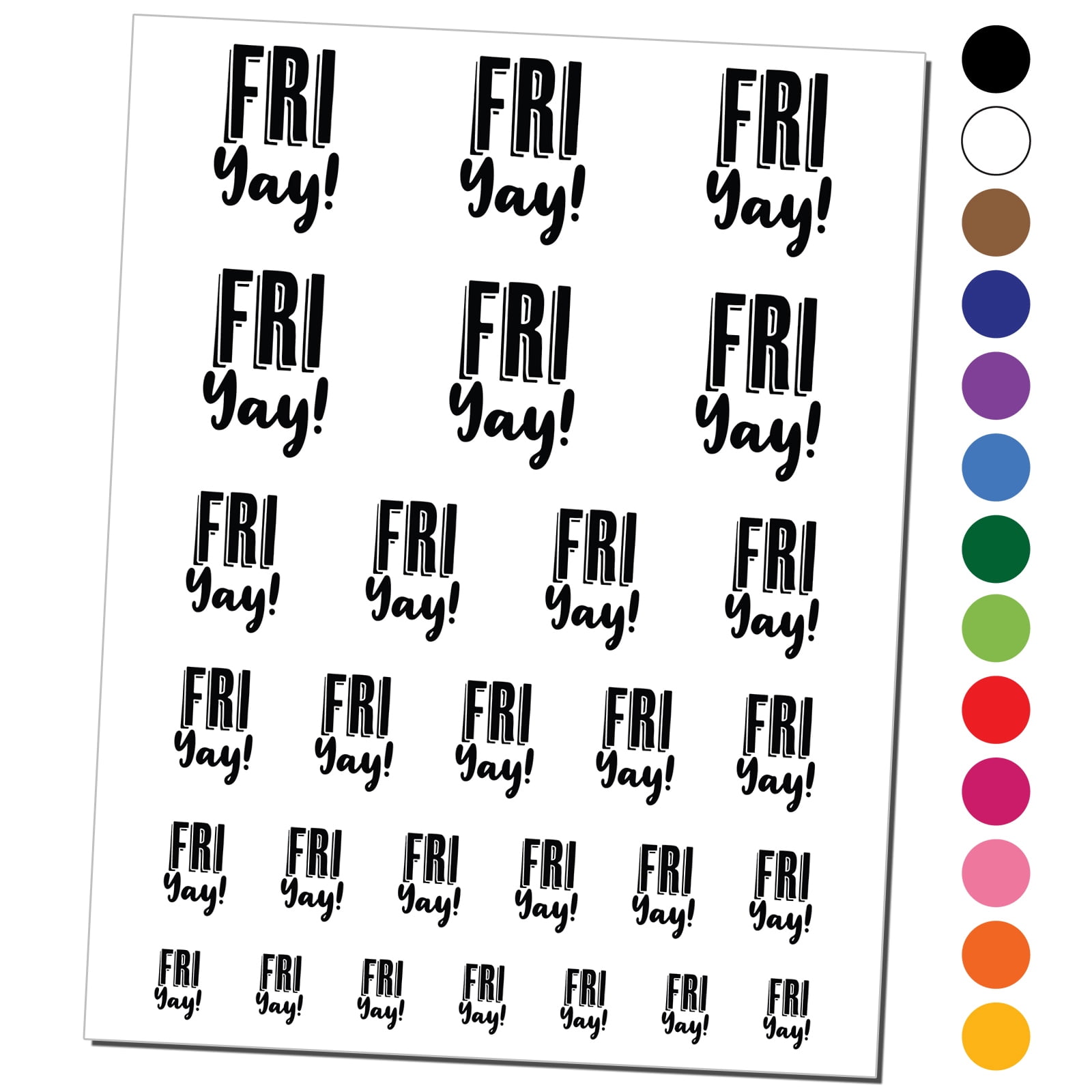 Fri Yay Friday Funny Water Resistant Temporary Tattoo Set Fake Body Art ...